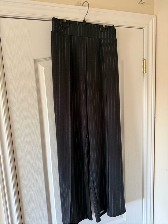 Pants & Jumpsuits | Grey And White Pinstripe Wide Leg Dress Pants ...
